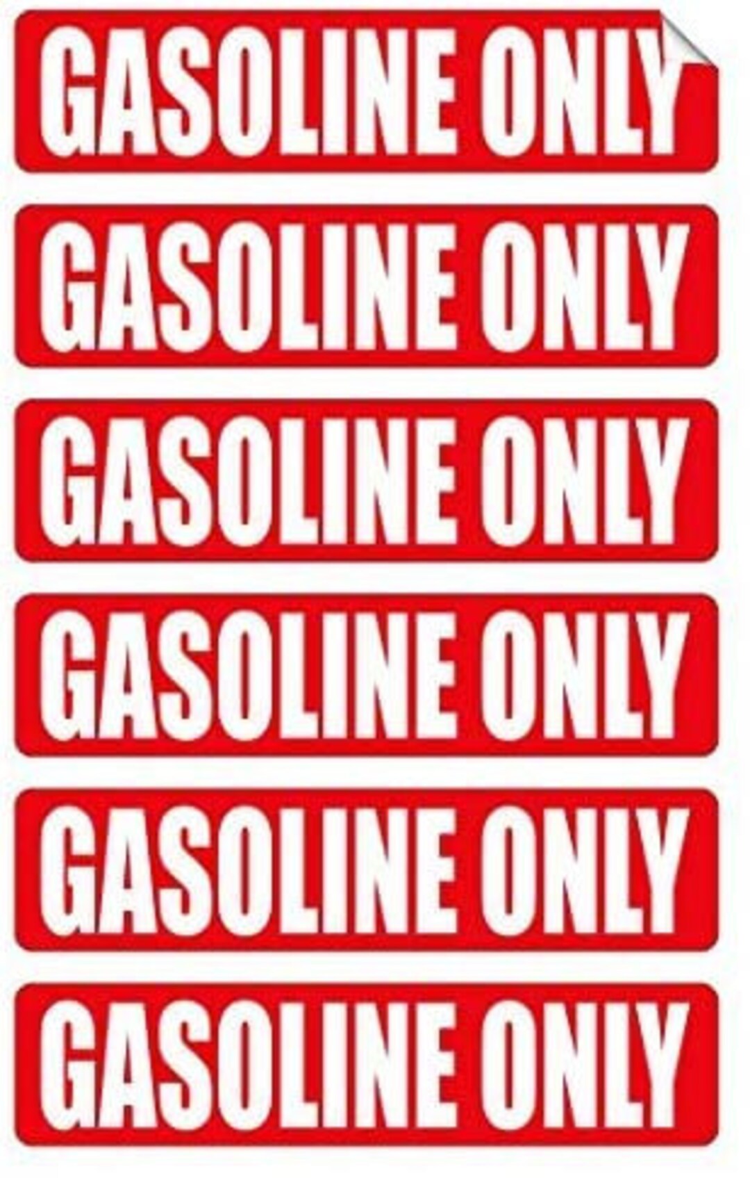 6 Pack GASOLINE ONLY Decals / Stickers / Labels / Markers Fuel Gas Each ...