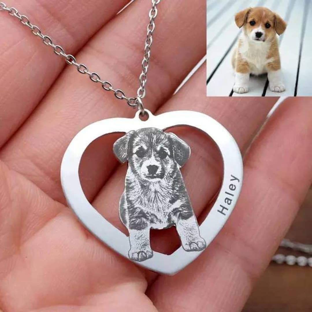 Custom Handmade Pet Portrait Necklace• Personalized Pet Photo Necklace ...