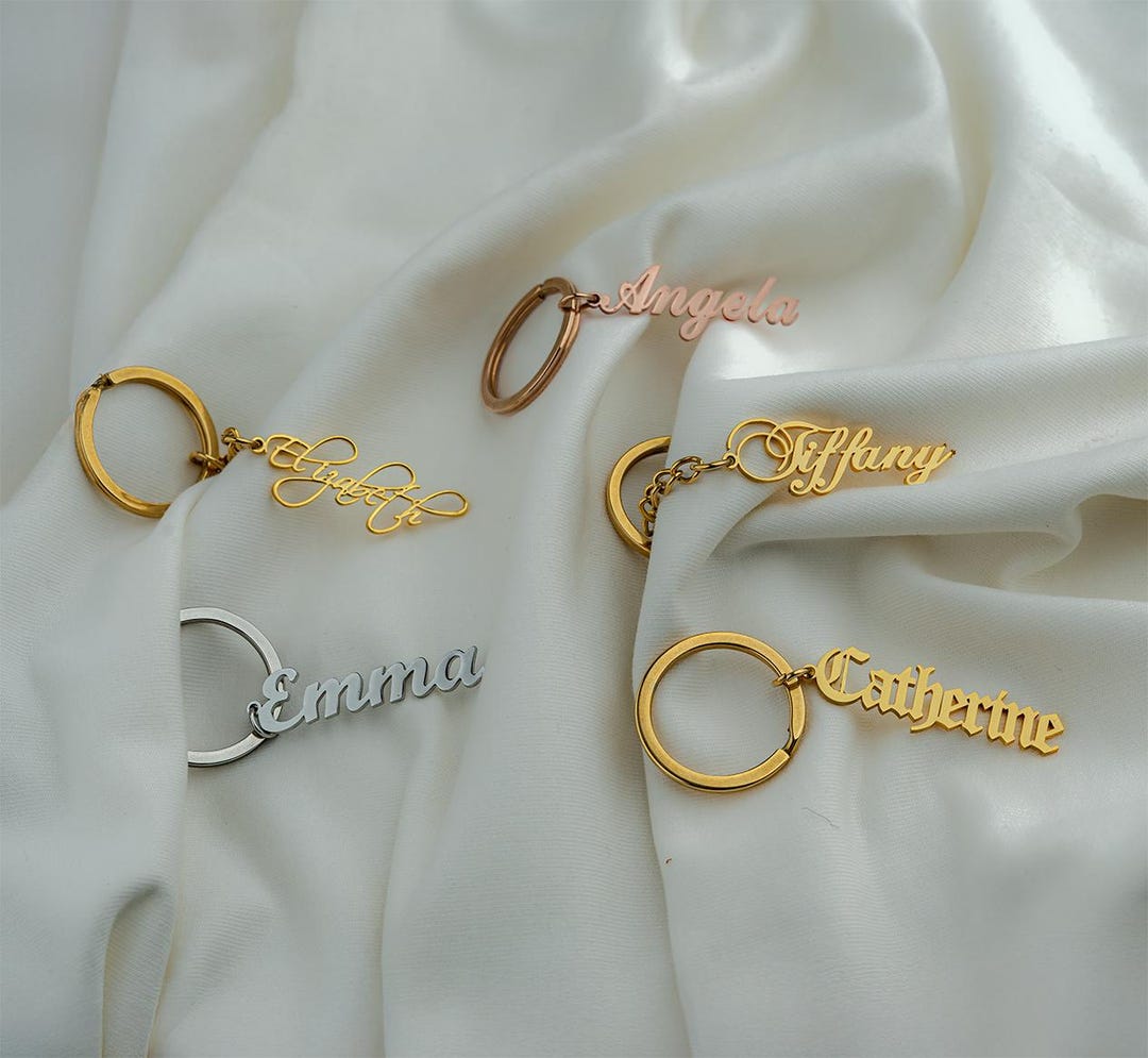 20 Font Styles Customized Keyring Stainless Steel Name Personalized ...