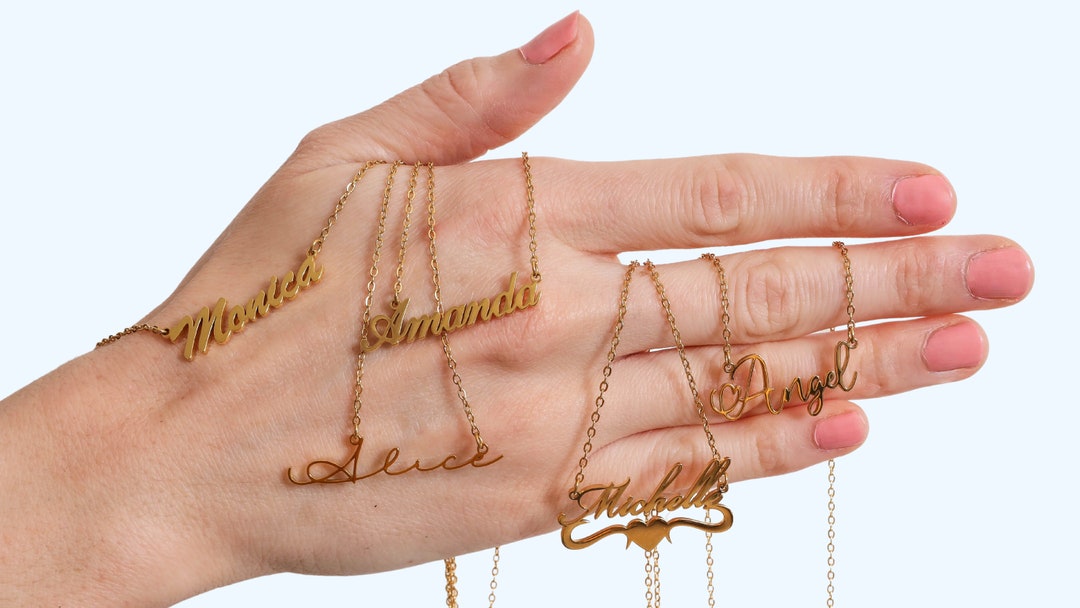 35 Font Styles Customized Stainless Steel Name Necklace Personalized Letter Rose Gold Silver Pendant Gift for Her Him Mom Gf Bf Couples Kid Etsy