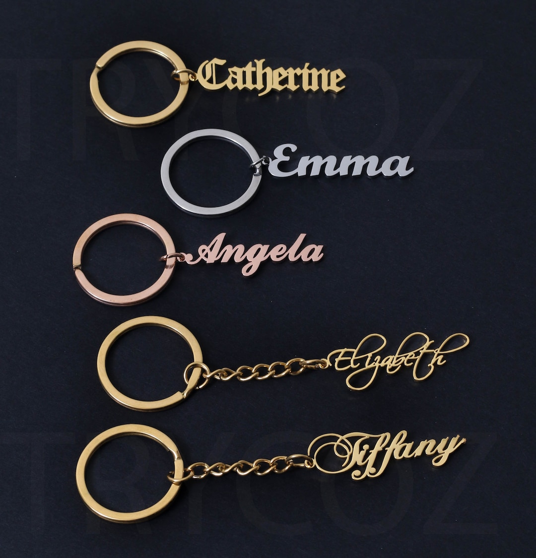 20 Font Styles Customized Keyring Stainless Steel Name Personalized ...