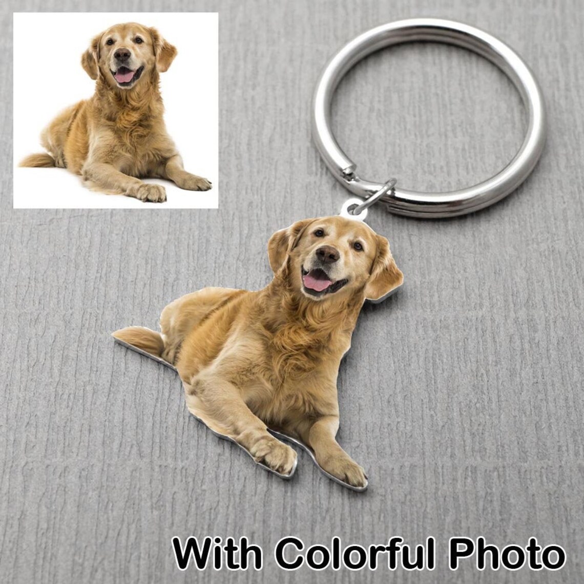 Personalized Pet Photo Keychain Custom Dog Picture Keyring Dog - Etsy