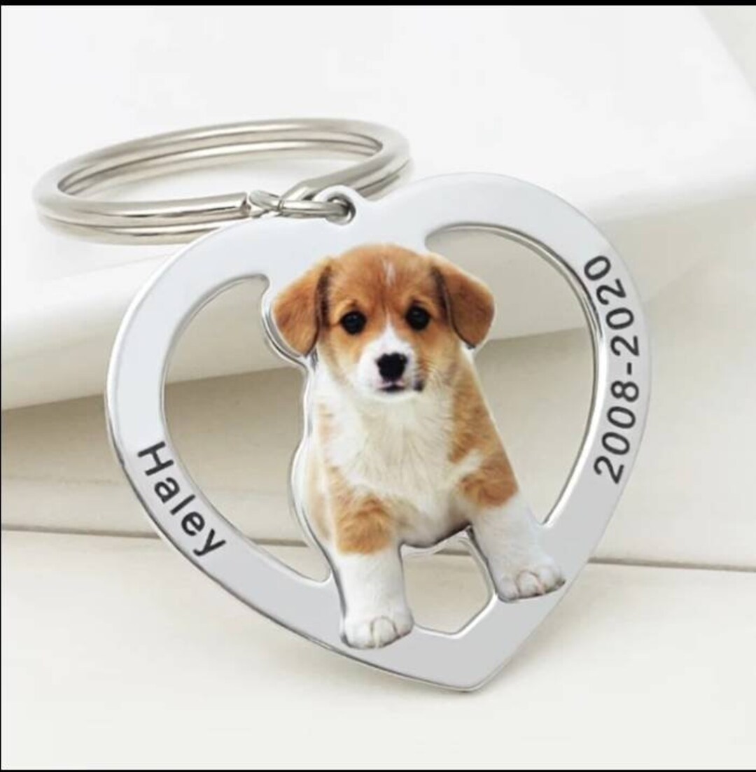 Personalized Pet Photo Keychain, Custom Dog Memorial Gift - Etsy