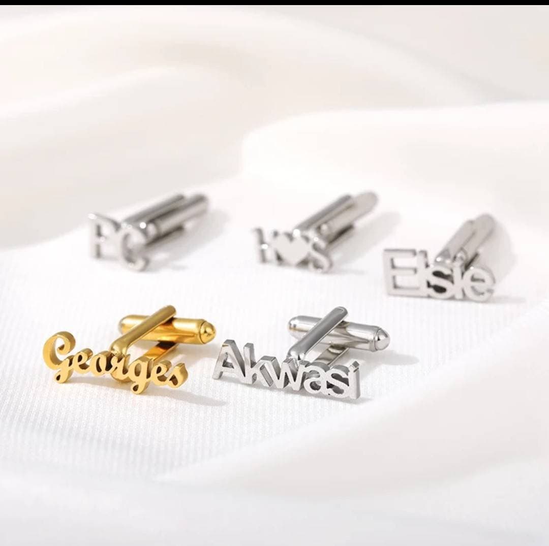 Custom Name Cufflinks | Personalized Stainless Steel Groom Wedding ...