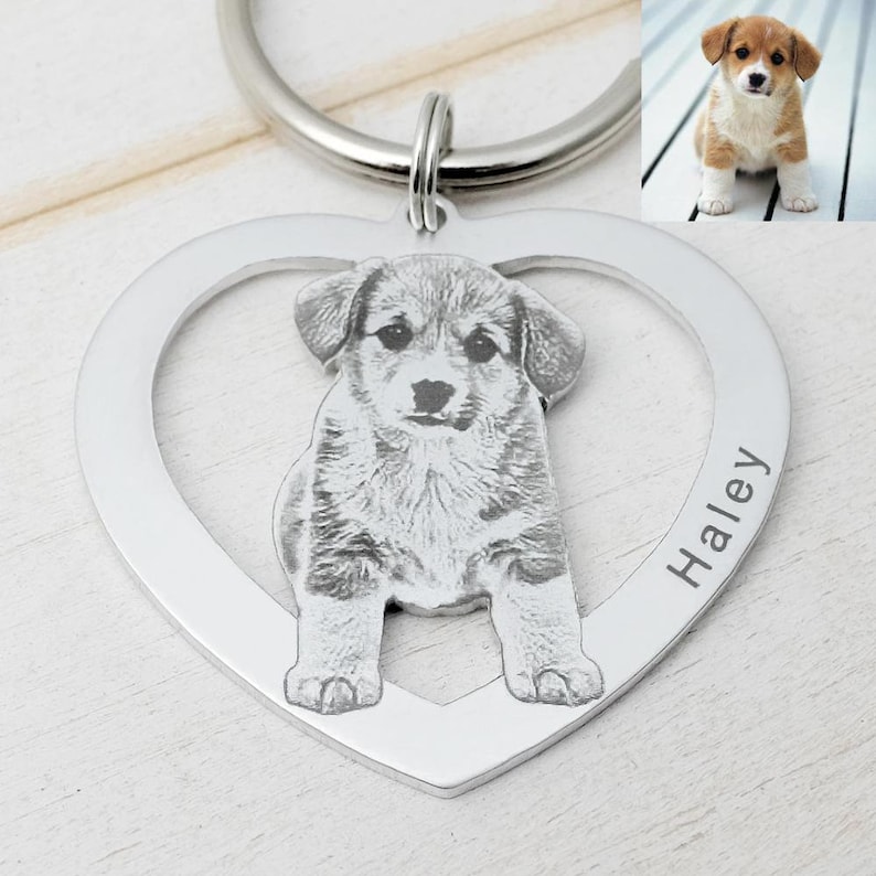 Personalized Pet Photo Keychain, Custom Dog Memorial Gift - Etsy