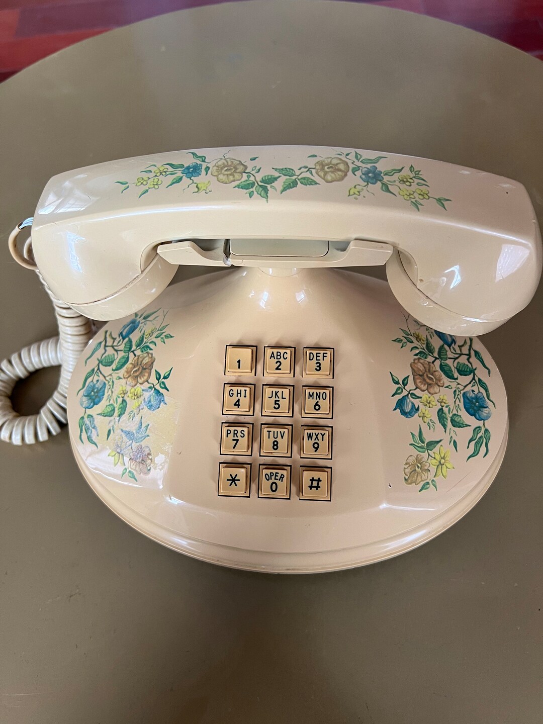 Empress Telephone 1973 Push-button Telephone. Beige With Floral Design ...