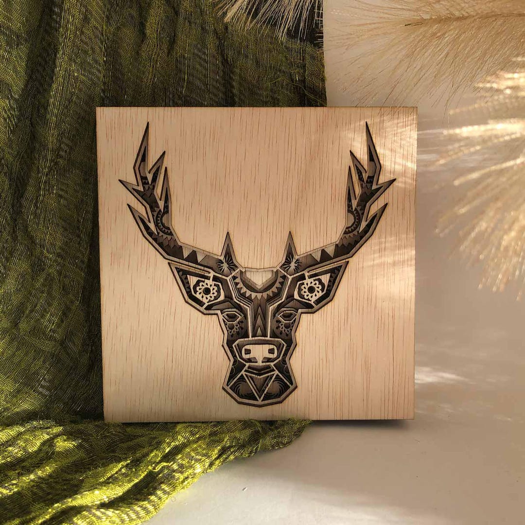 3D Multi Layered Deer Stag for Laser Cutting and Engraving Including ...