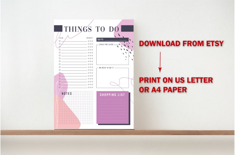 Printable to Do List — PDF Planner Checklist — Task Lists — Instant ...