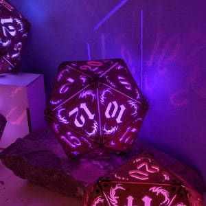 D20 Dragon Dice Lamp - Assembled and Finished Dnd Lamp, RPG Decor for ...