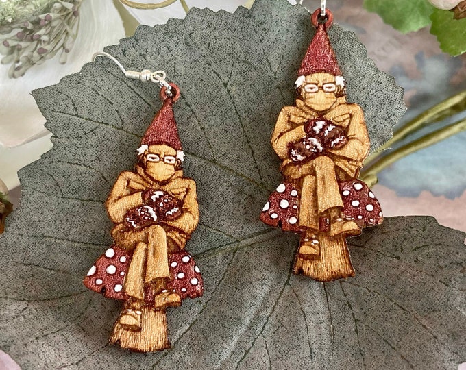 Grumpy Bernie Garden Gnome Earrings, Funny Earrings - Etsy