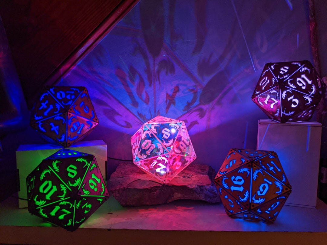 Translucent D20 Dragon Dice Lamp: Color Changing RPG Decor - Etsy