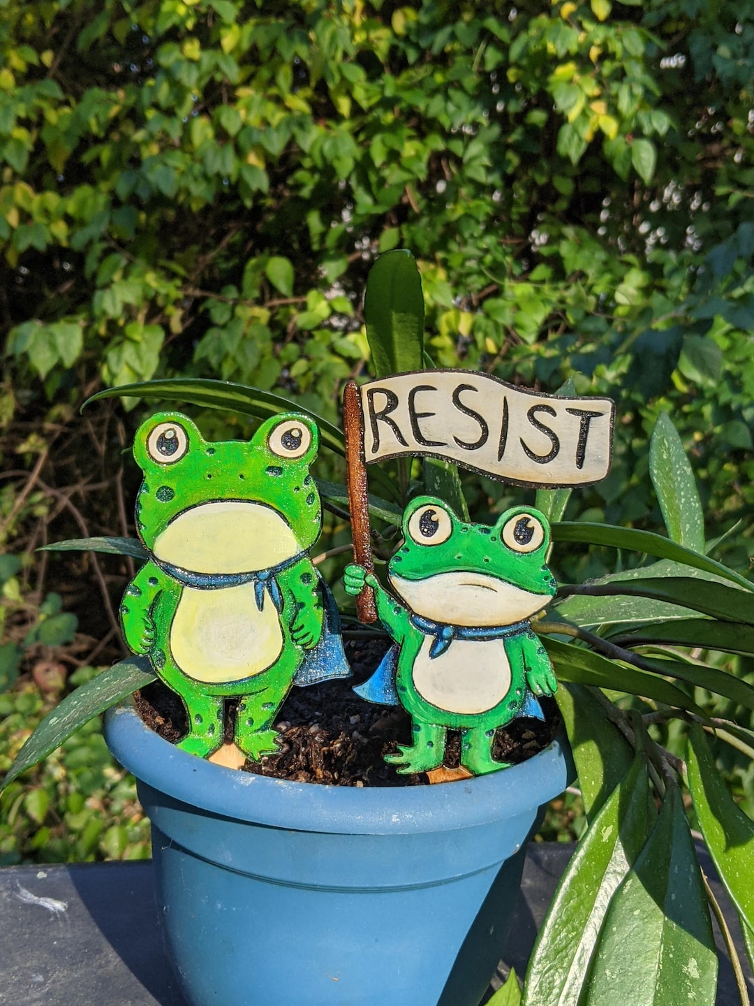 Handmade Freedom Frog Plant Stake - Portland Frog - Garden Protector - Etsy
