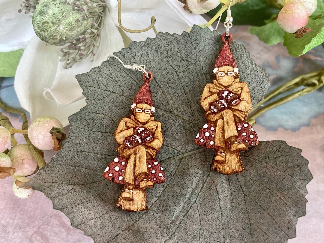 Grumpy Bernie Garden Gnome Earrings, Funny Earrings - Etsy