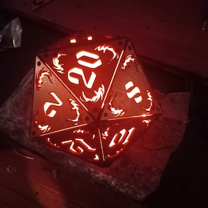 D20 Dragon Dice Lamp - Assembled and Finished Dnd Lamp, RPG Decor for ...
