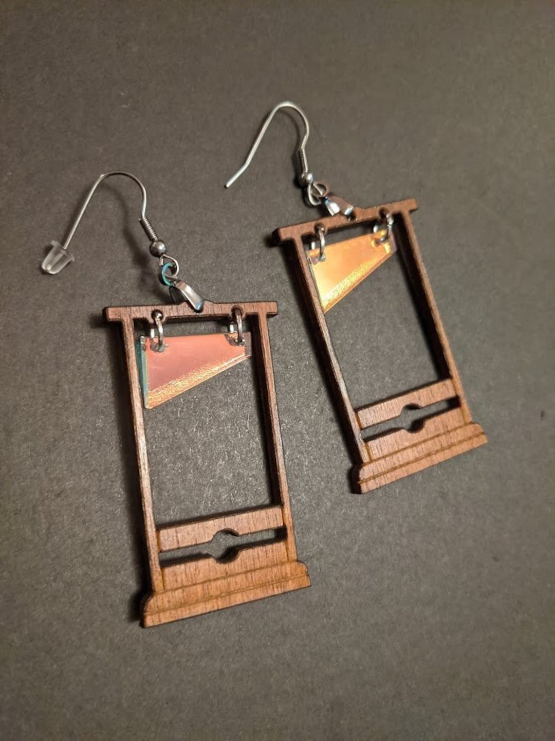 Guillotine Earrings, Hand Stained Laser Cut Earrings - Etsy