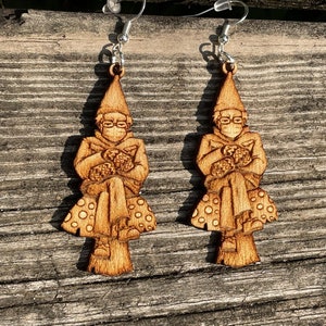 Grumpy Bernie Garden Gnome Earrings, Funny Earrings - Etsy