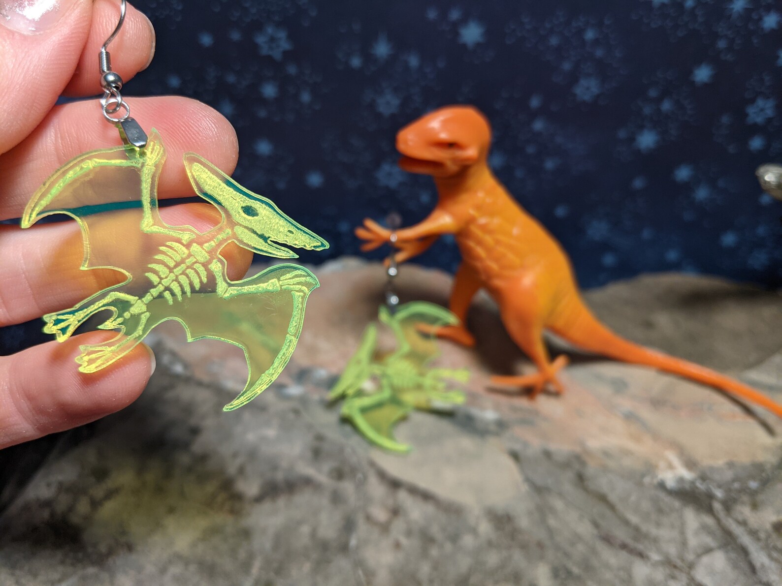 Neon Pterodactyl Earrings- Dinosaur Earrings - Etsy