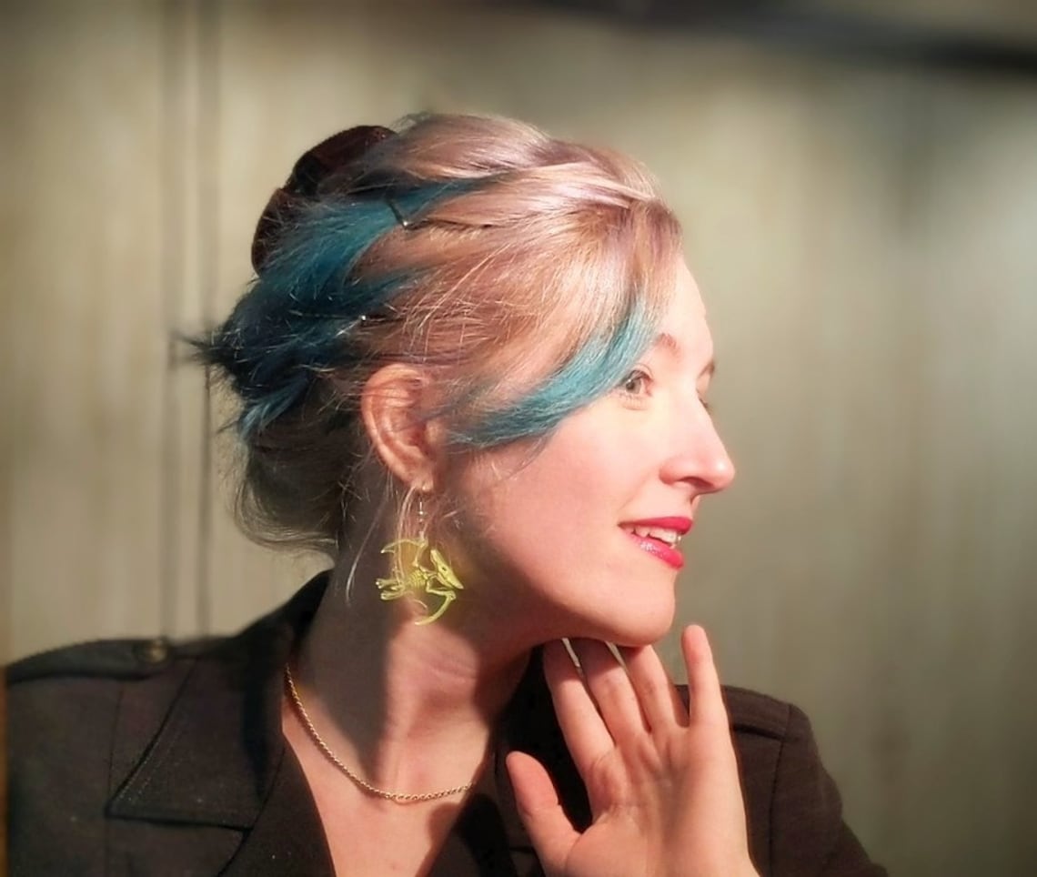 Neon Pterodactyl Earrings- Dinosaur Earrings - Etsy