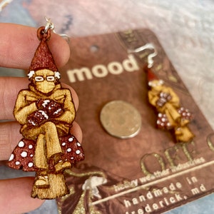 Grumpy Bernie Garden Gnome Earrings, Funny Earrings - Etsy