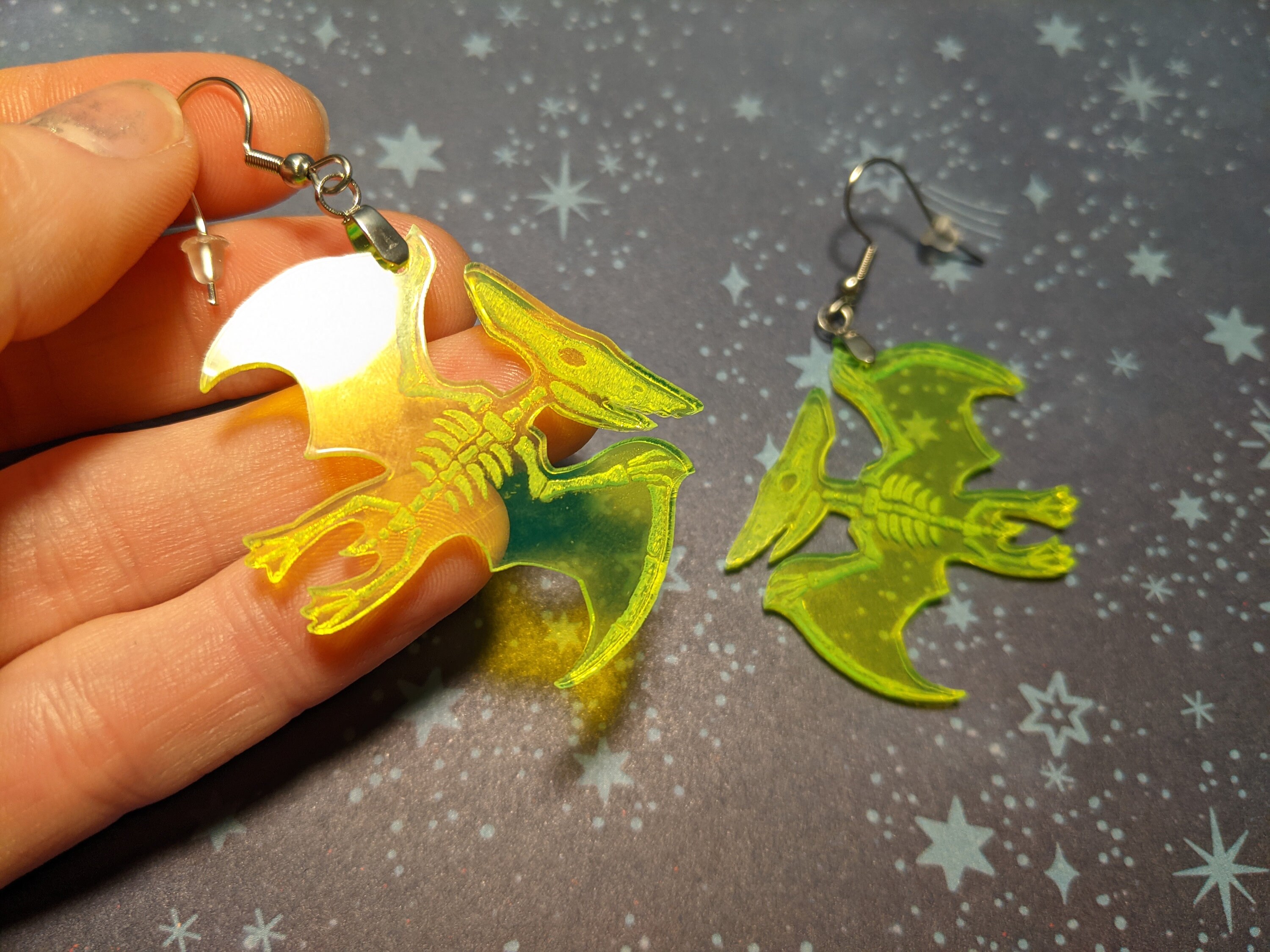Neon Pterodactyl Earrings- Dinosaur Earrings - Etsy