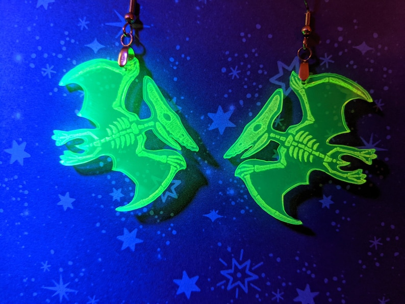 Neon Pterodactyl Earrings- Dinosaur Earrings - Etsy