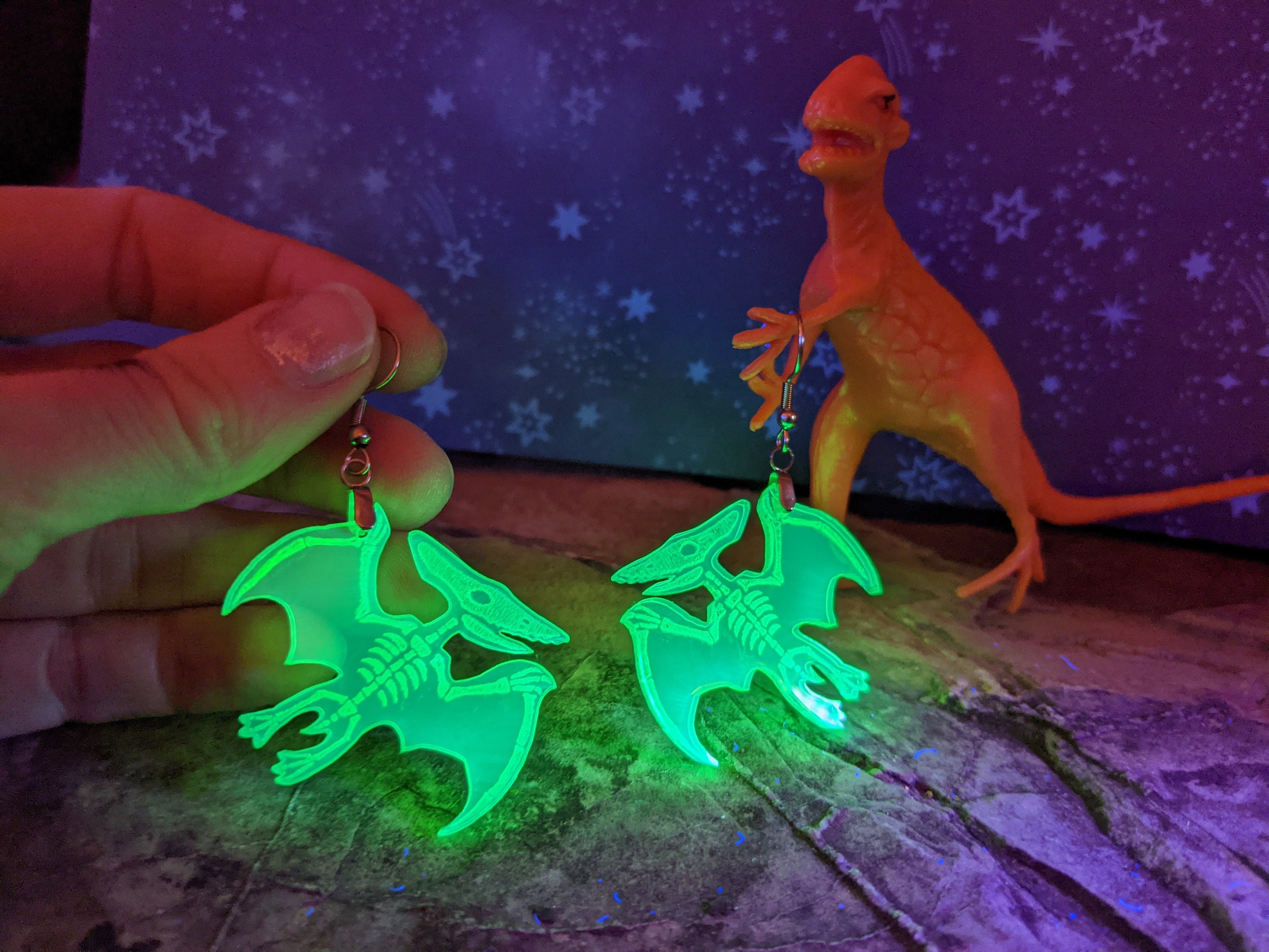Neon Pterodactyl Earrings- Dinosaur Earrings - Etsy
