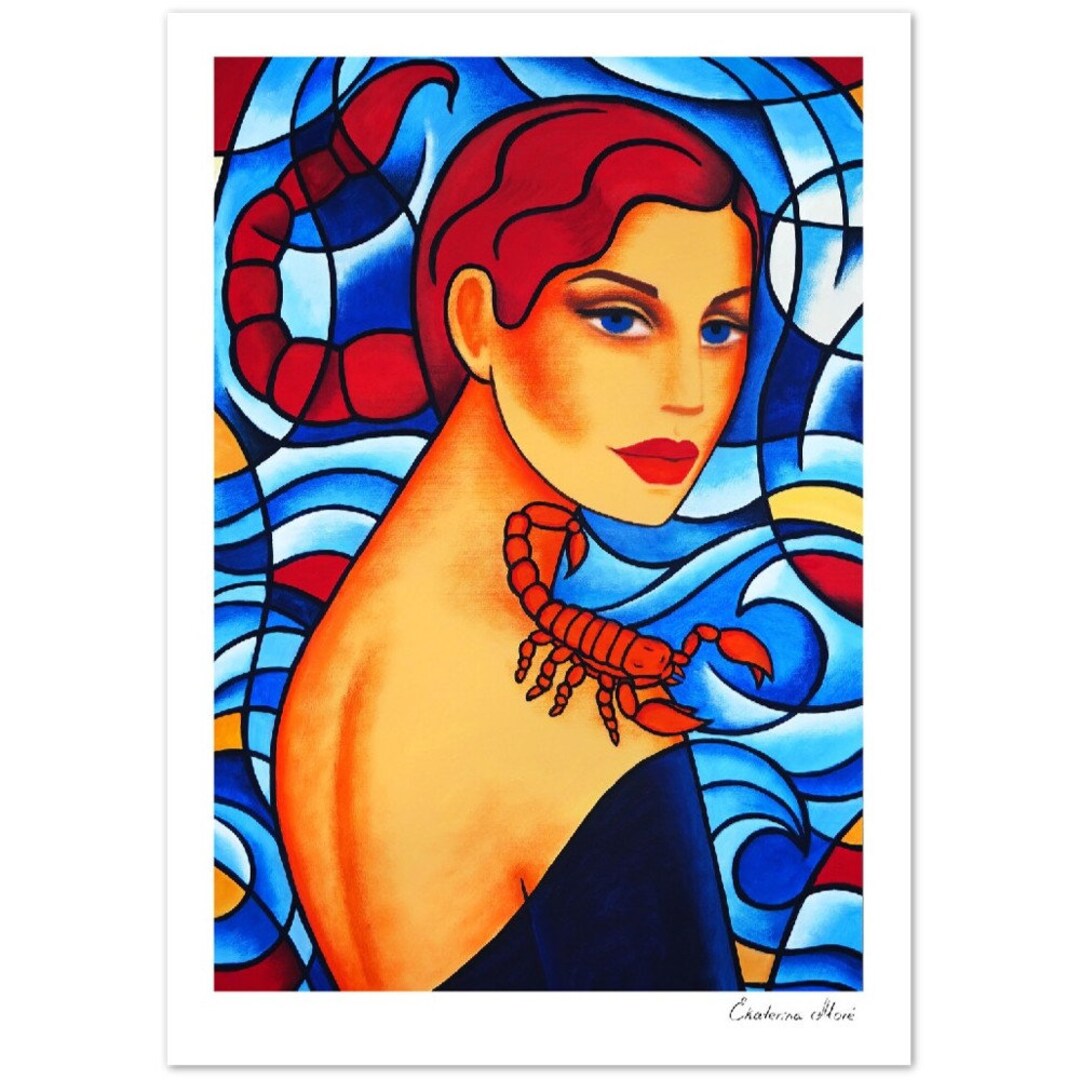 Zodiac Sign scorpio Cubist Motif of a Woman With Scorpio Colorful ...