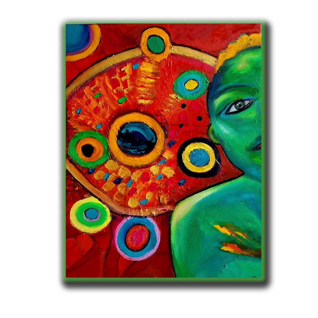 Fantasy Portrait Painting, Colorful Original Art, Aliens Painting ...