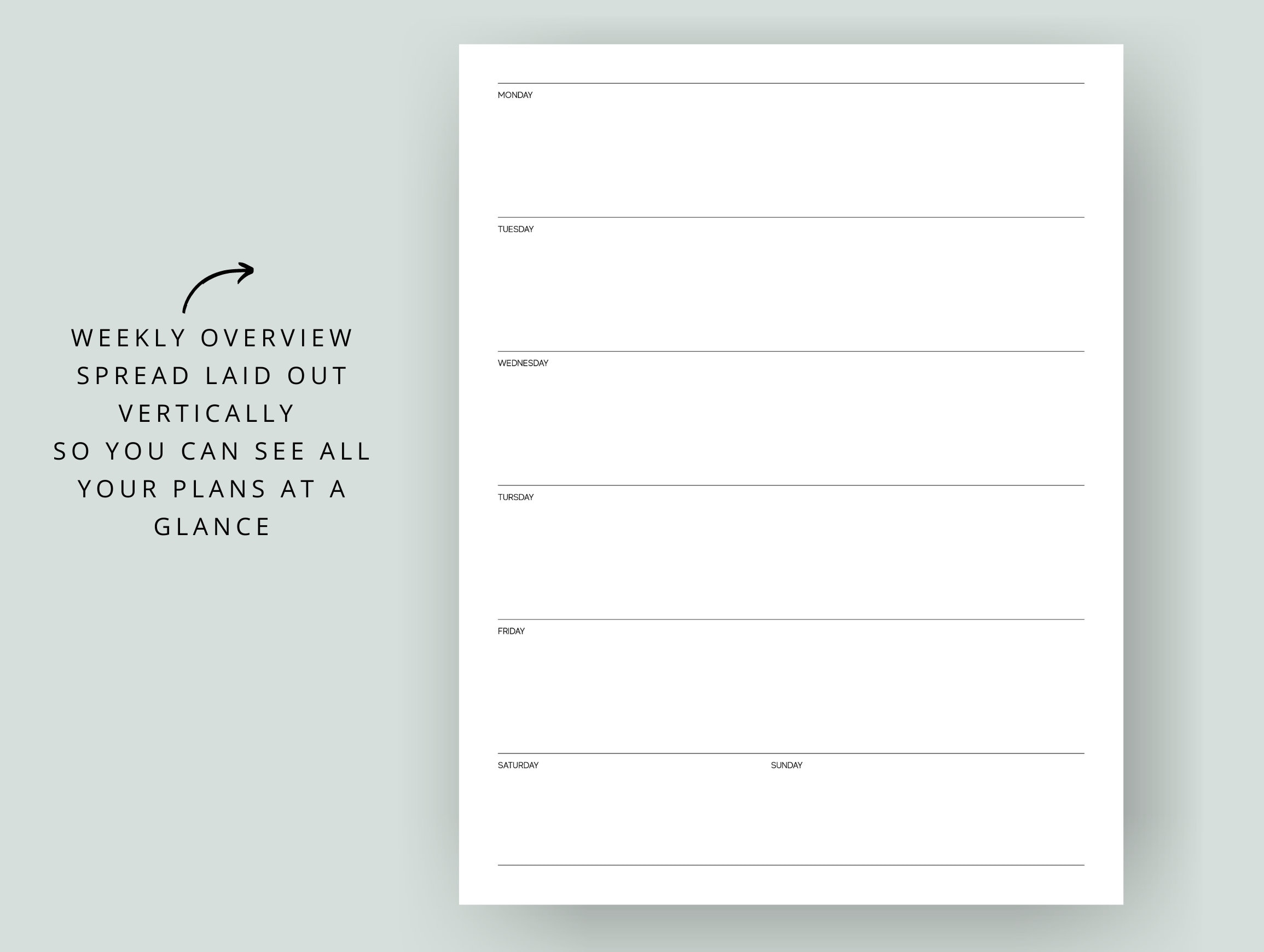 Printable Weekly Planner Minimalist Week Digital Template | Etsy