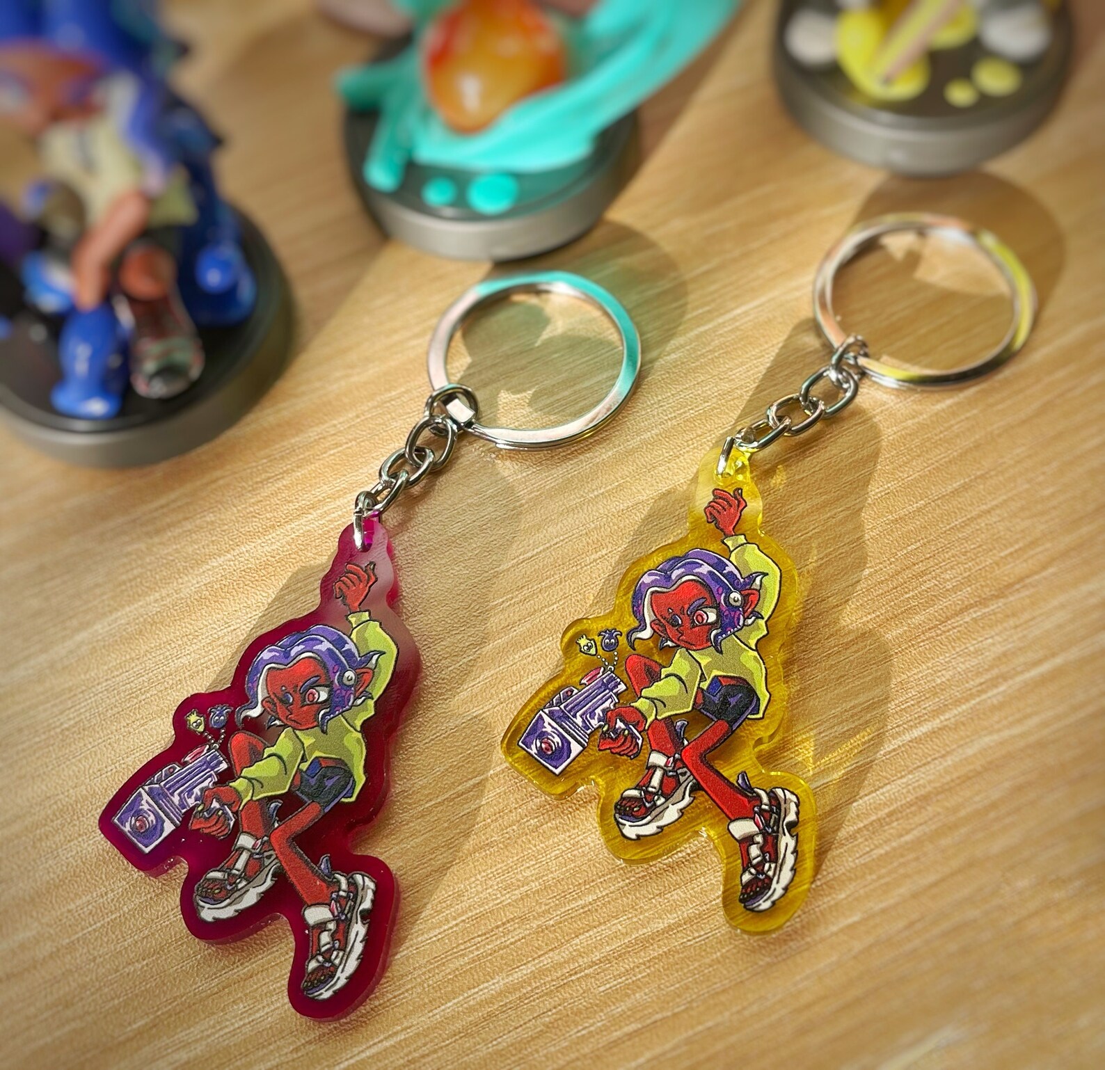 Splatoon Octoling Charm keychain Yellow and Purple - Etsy