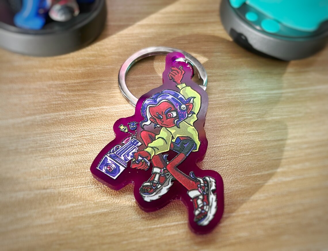 Splatoon Octoling Charm keychain Yellow and Purple - Etsy