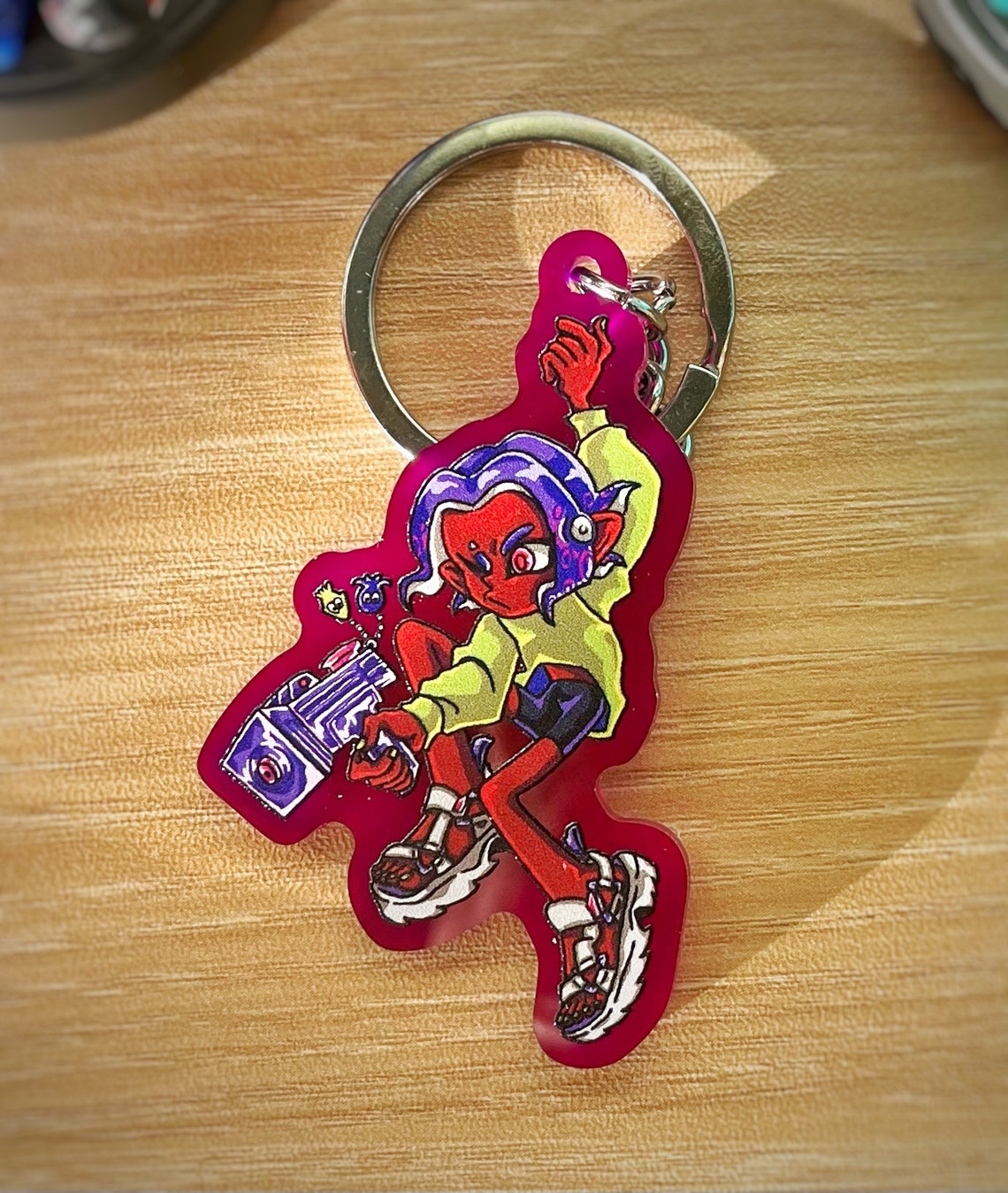 Splatoon Octoling Charm keychain Yellow and Purple - Etsy