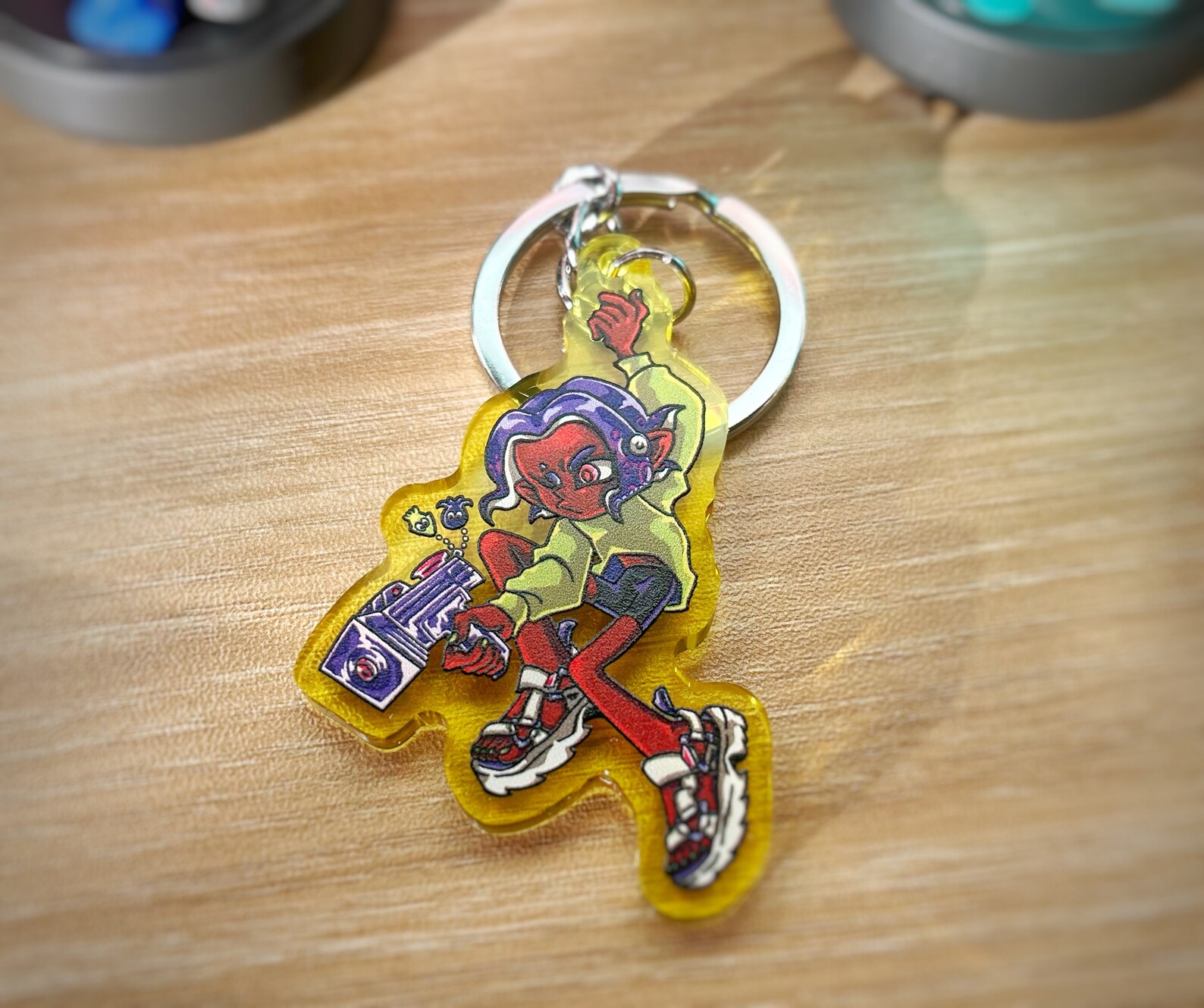 Splatoon Octoling Charm keychain Yellow and Purple - Etsy