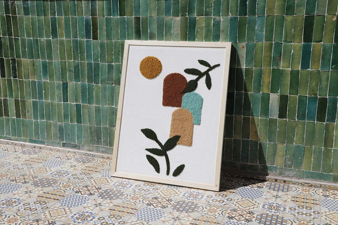 Custom Framed Textile Wall Art, Blobs Hand Woven Wall Hanging, Abstract ...