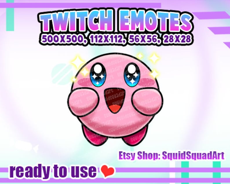 Kirby Amazed Wow Sparkling Emote for Twitch/youtube/facebook - Etsy