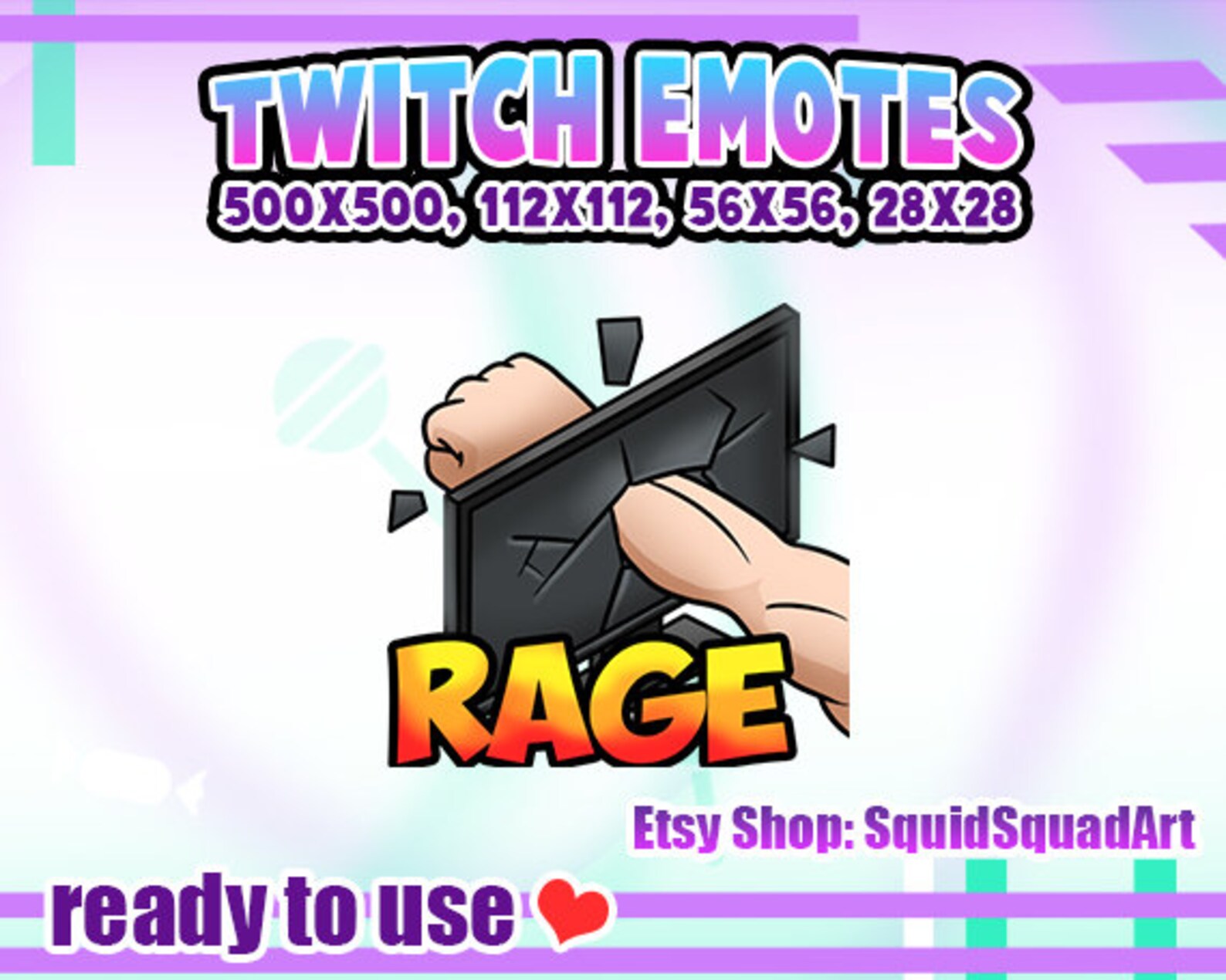 Rage Twitch Emote | Youtube | Facebook Sticker | Cartoon Hand Punch ...