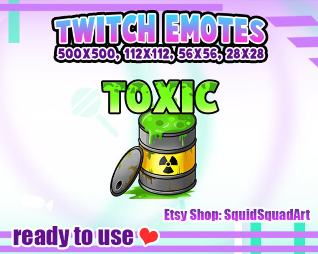 Genial emoticón de dibujos animados de barril TOXIC para Twitch ...