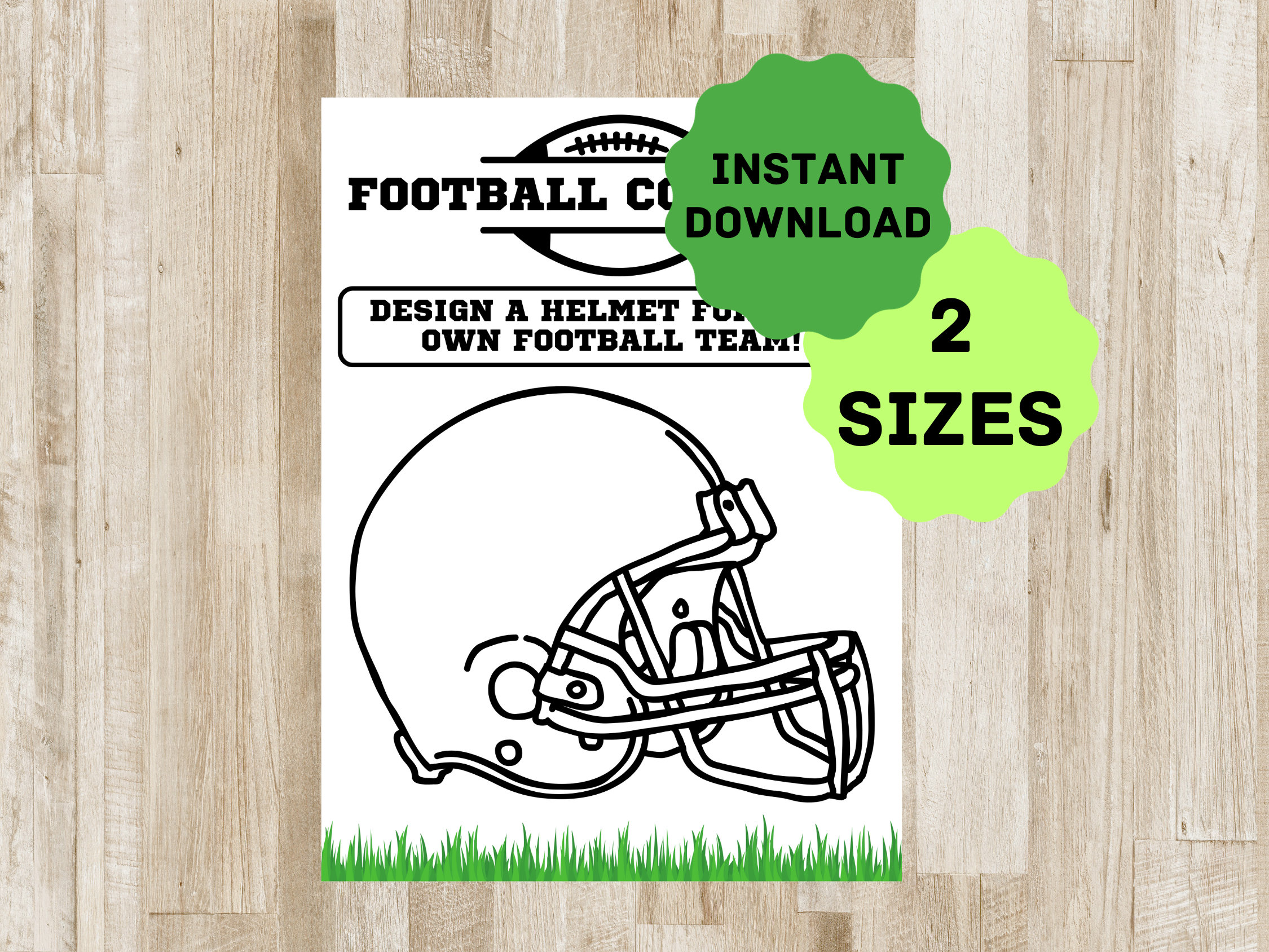 Football Design Your Own Helmet Coloring Page Printable Digital ...
