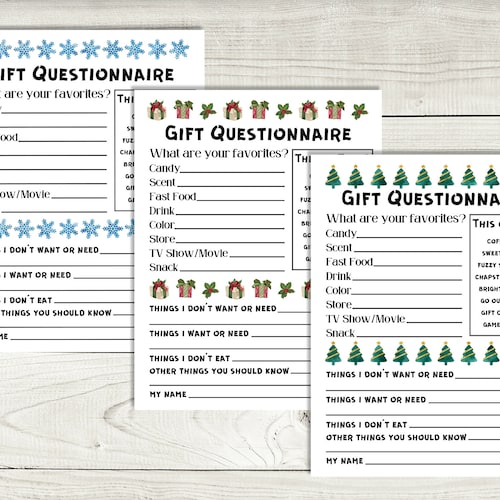 Secret Santa Holiday Gift Exchange Form Template Printable - Etsy