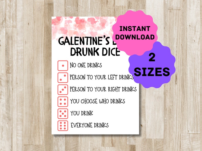 Galentine's Day Drunk Dice Game Instant Digital Download - Etsy