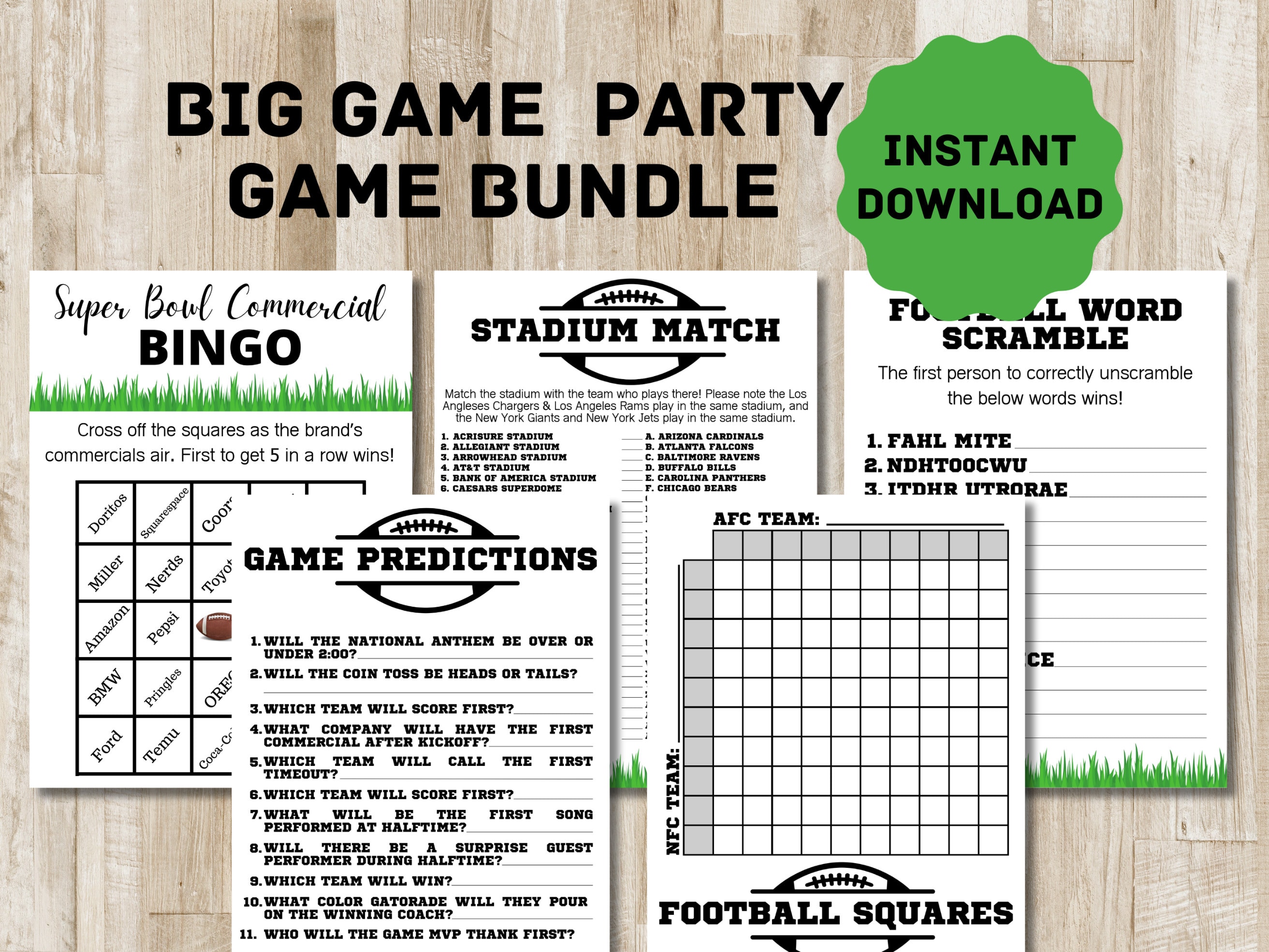 The Big Game Party Game Bundle Printable Digital Download - Etsy