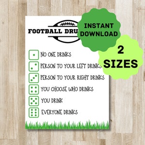 Football Drunk Dice Game Printable Digital Download - Etsy