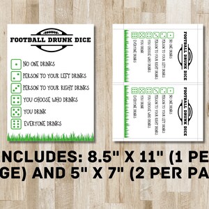 Football Drunk Dice Game Printable Digital Download - Etsy