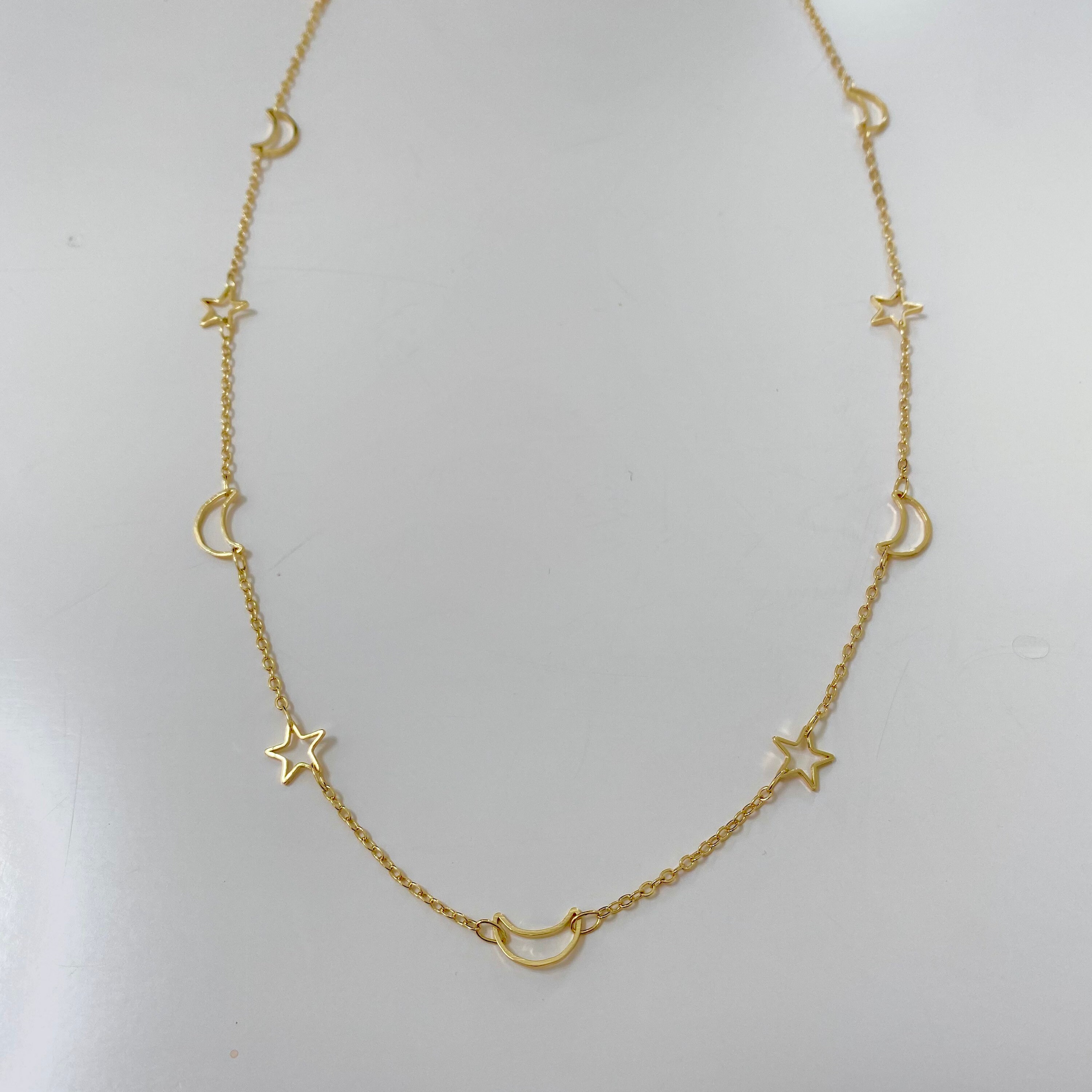 Star and Moon 14K Gold Filled Chain 16 | Etsy