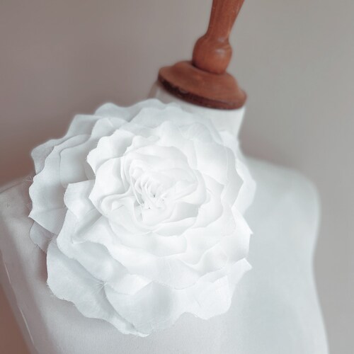 Large SHINY Black Flower Brooch Pin Fabric Big Silk Oversize - Etsy