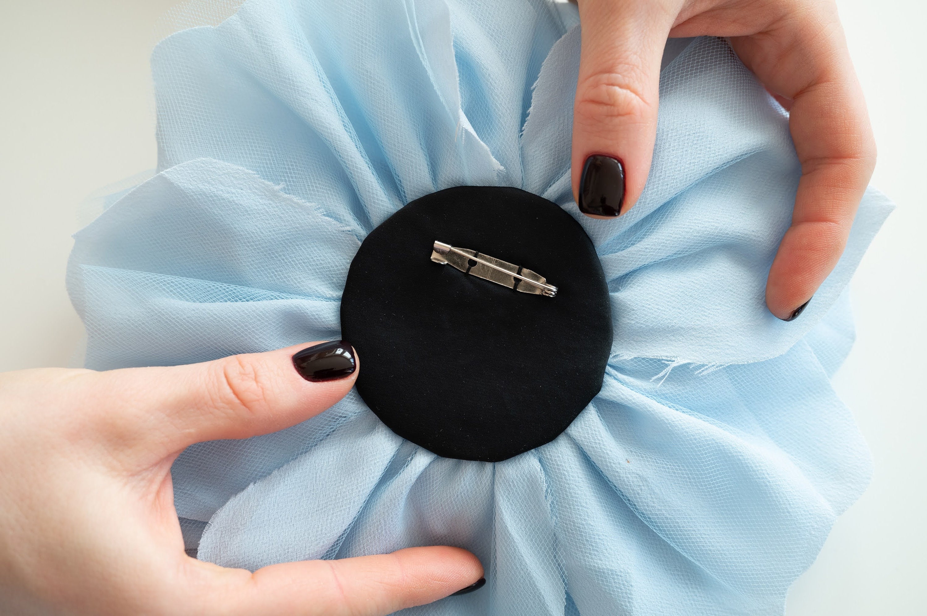 Large Light Blue Flower Brooch Pin Fabric Big Oversize Handmade Giant ...