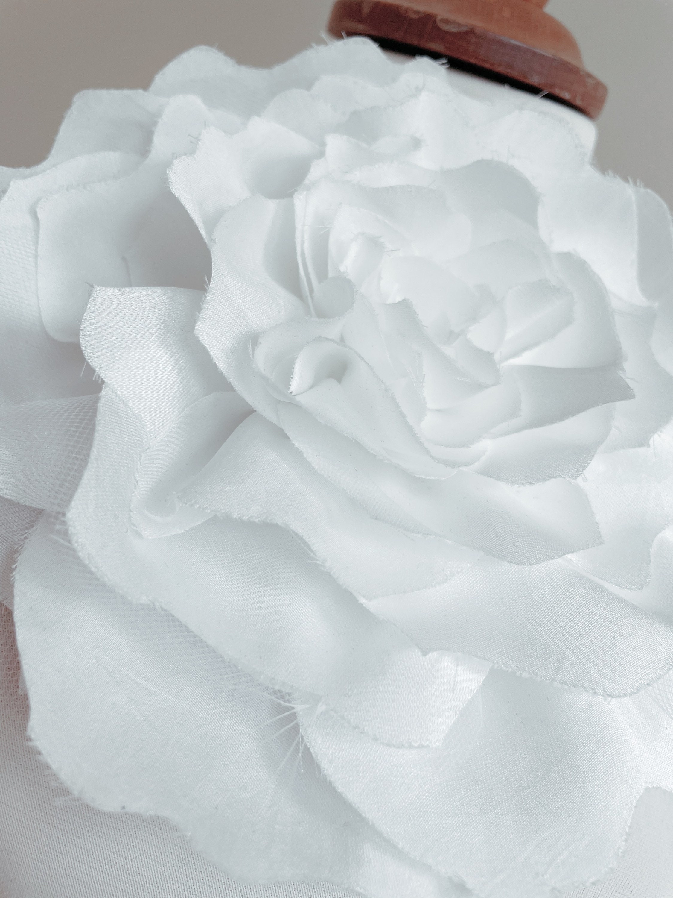 Large SHINY White Flower Brooch Pin Handmade Fabric Silk Big - Etsy