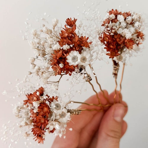 Fall Wedding Bridal Hair Pins Dried Flower Hair Pin Set - Etsy