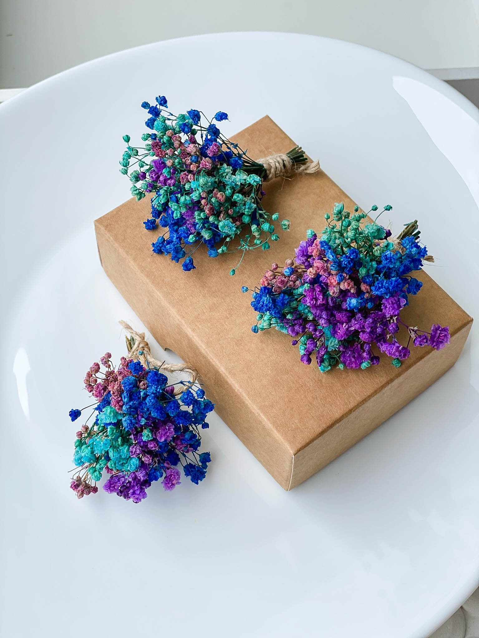 Blue Dried Gypsophilia Flowers Natural Babys Breath Bouquet | Etsy