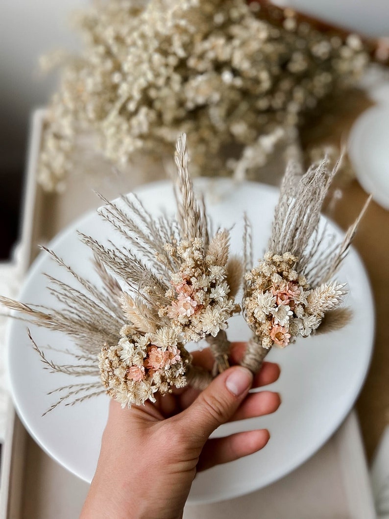 Pampas Dried Boutonniere Rustic Dried Flower Bouquet Flower - Etsy